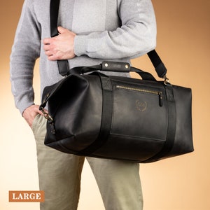 Personalized Fathers Day Gift, Brown Leather Duffle Bag for Dad ...