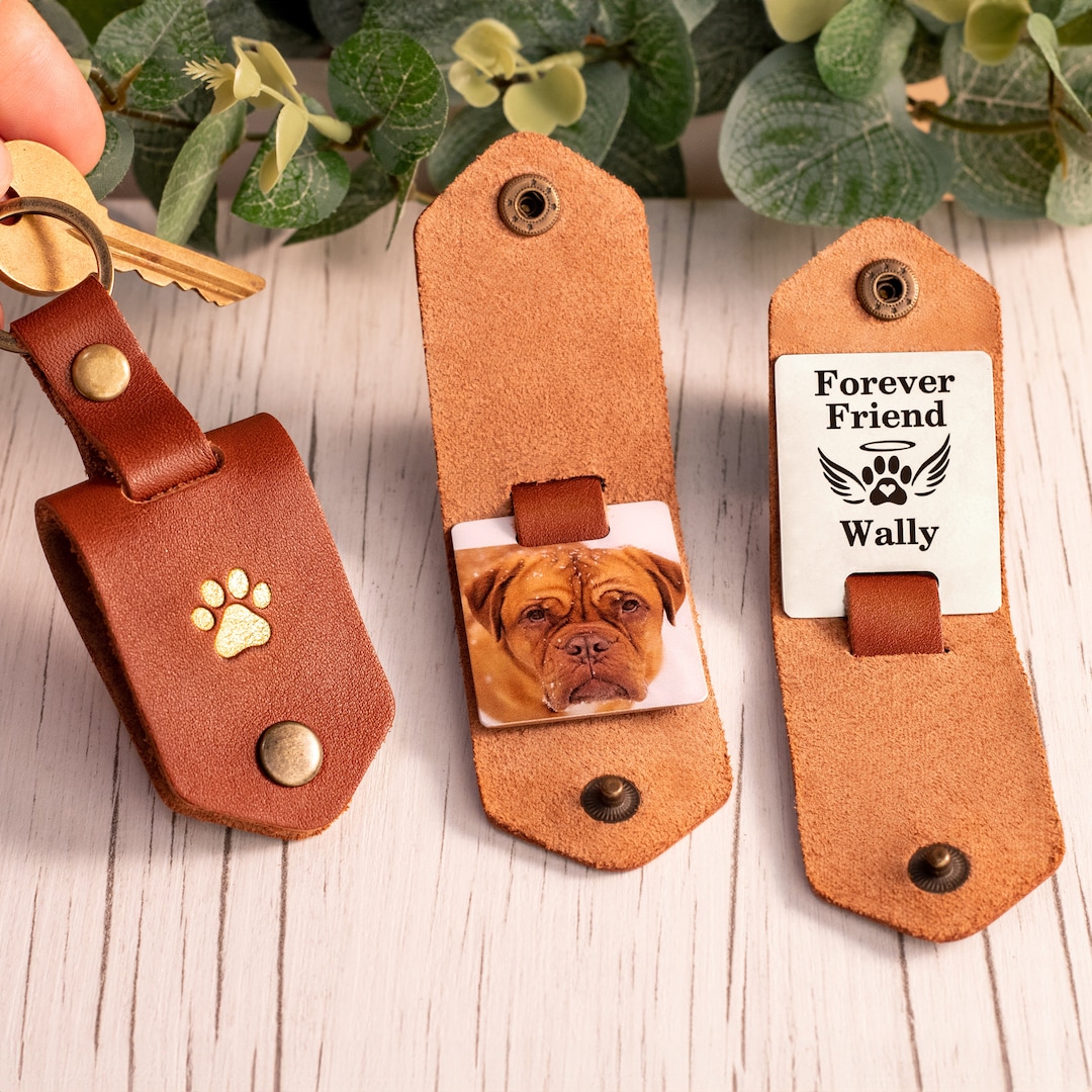 Personalized Loss of Pet Leather Keychain, Personalized Memorial Dog ...