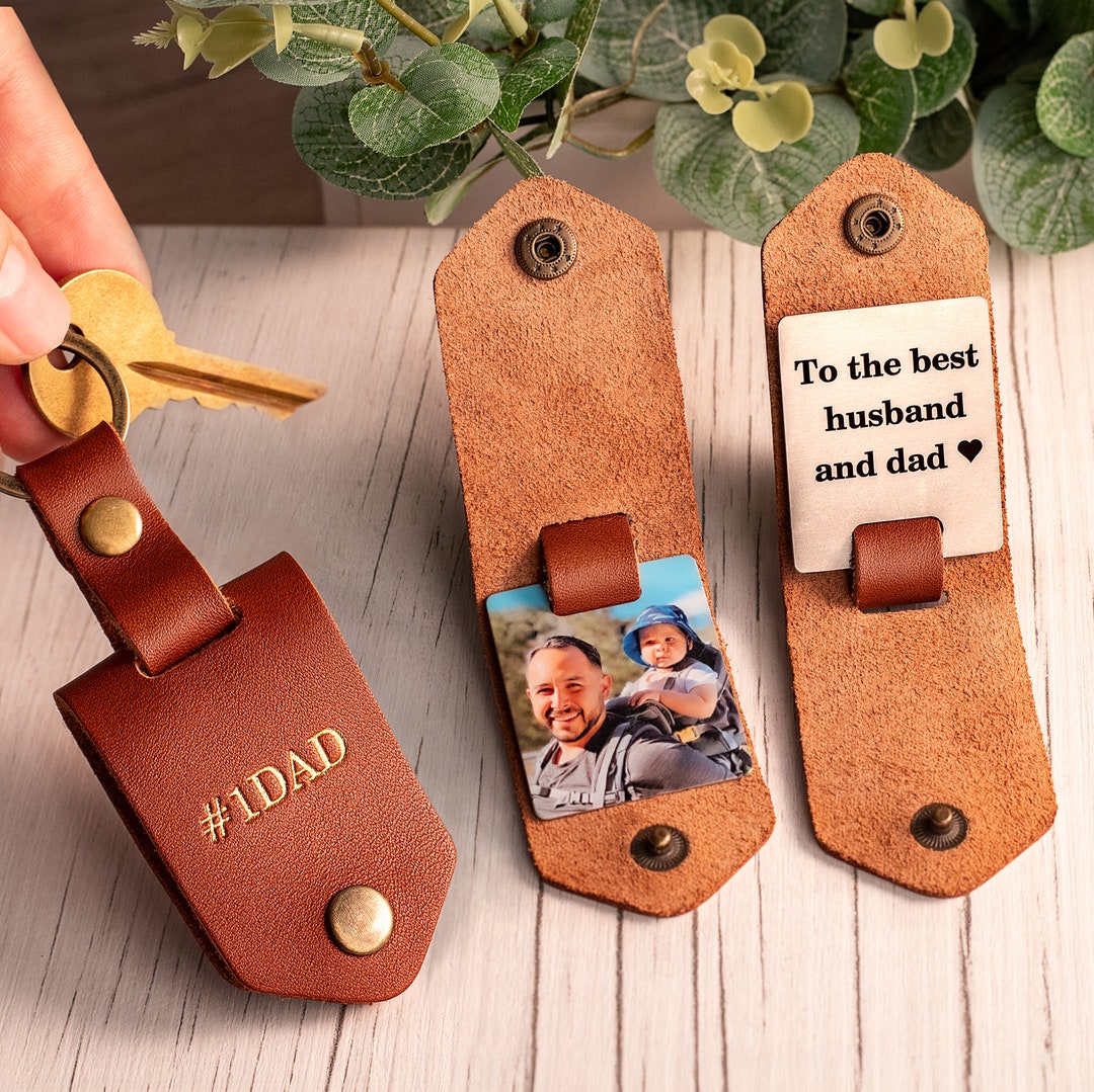 Best Gift for First Time Father's Day - Personalized Leather Keychain ...