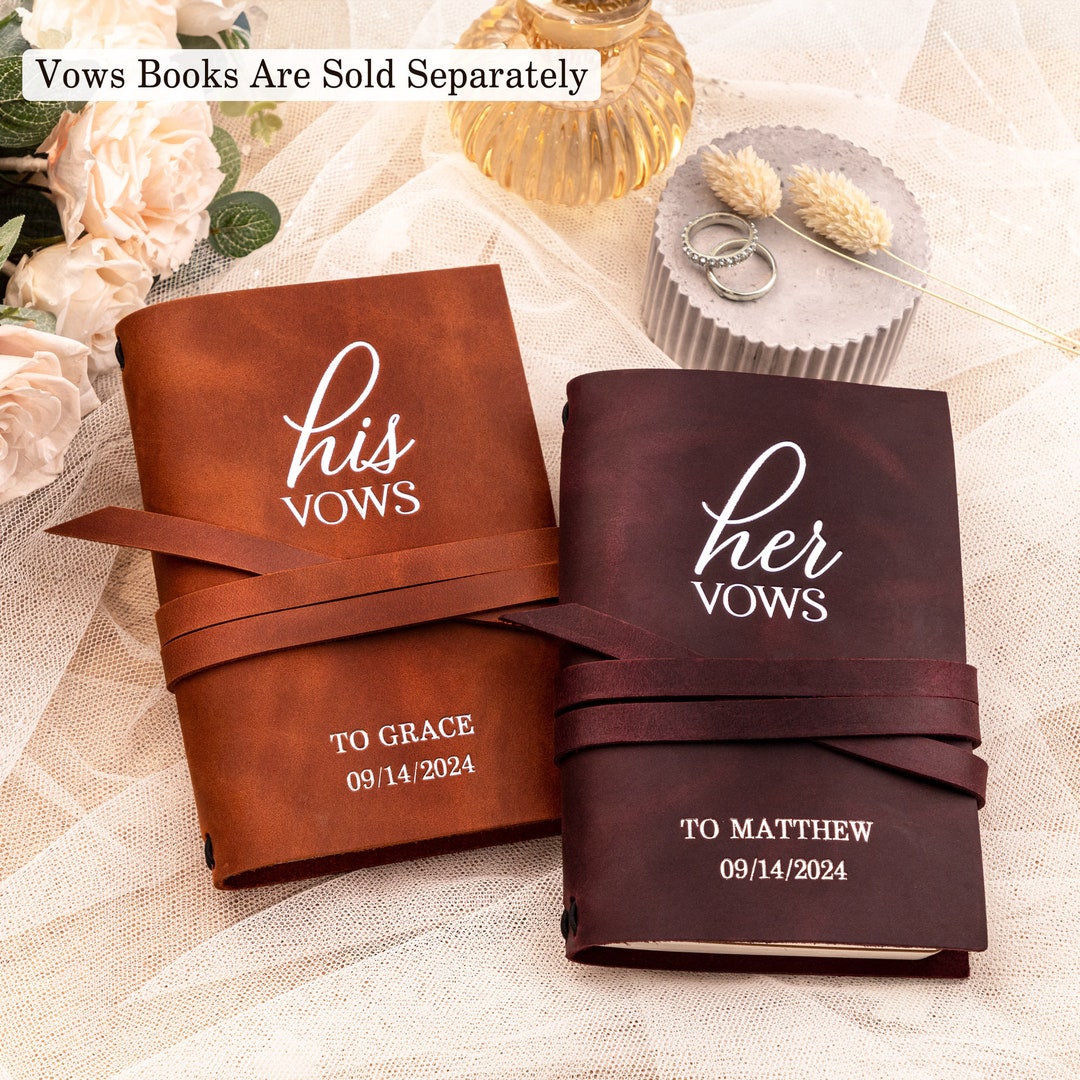 Personalized Leather Vow Book, Wedding Vows Books Set, Customized ...