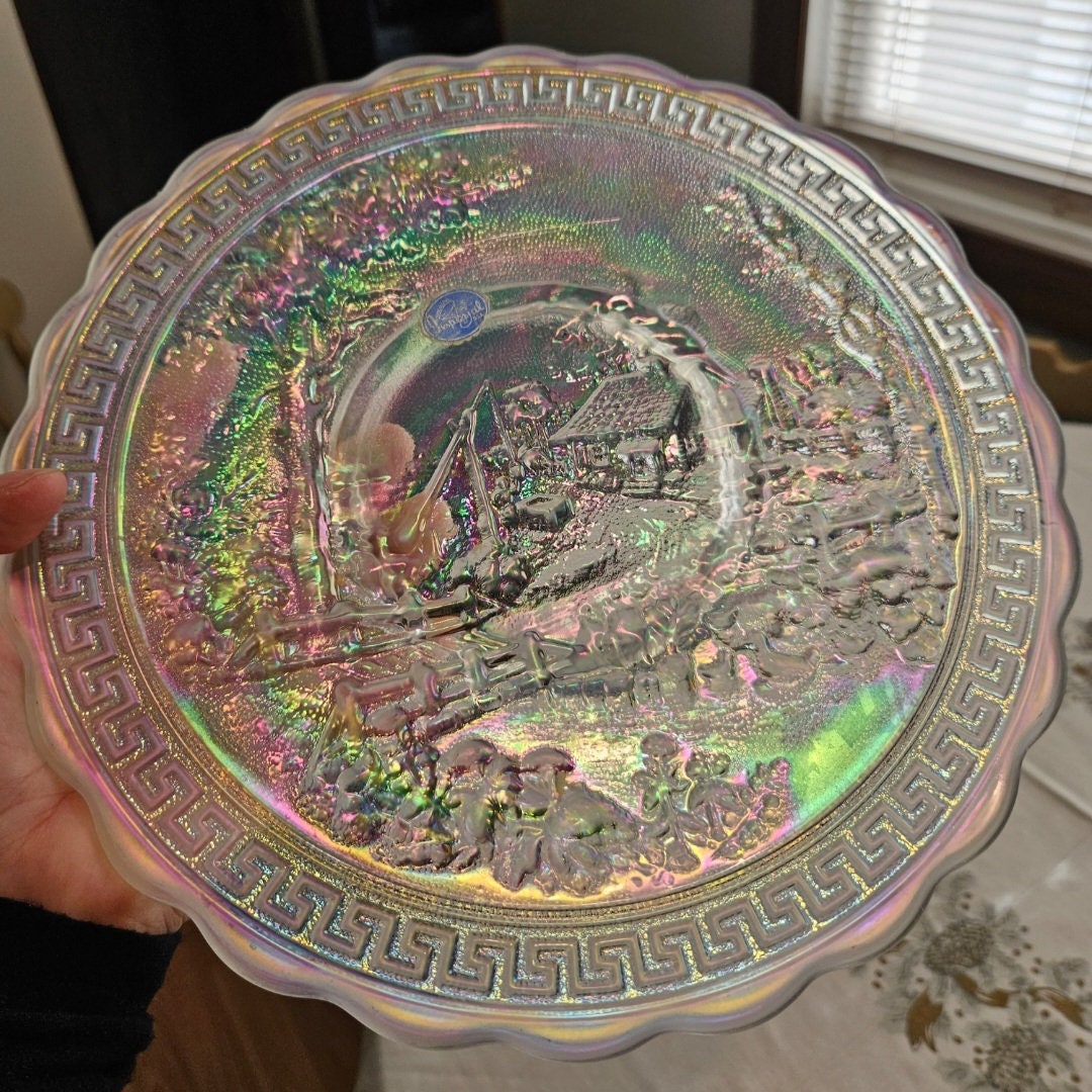 Vintage Imperial Carnival Glass Homestead Plate - Etsy