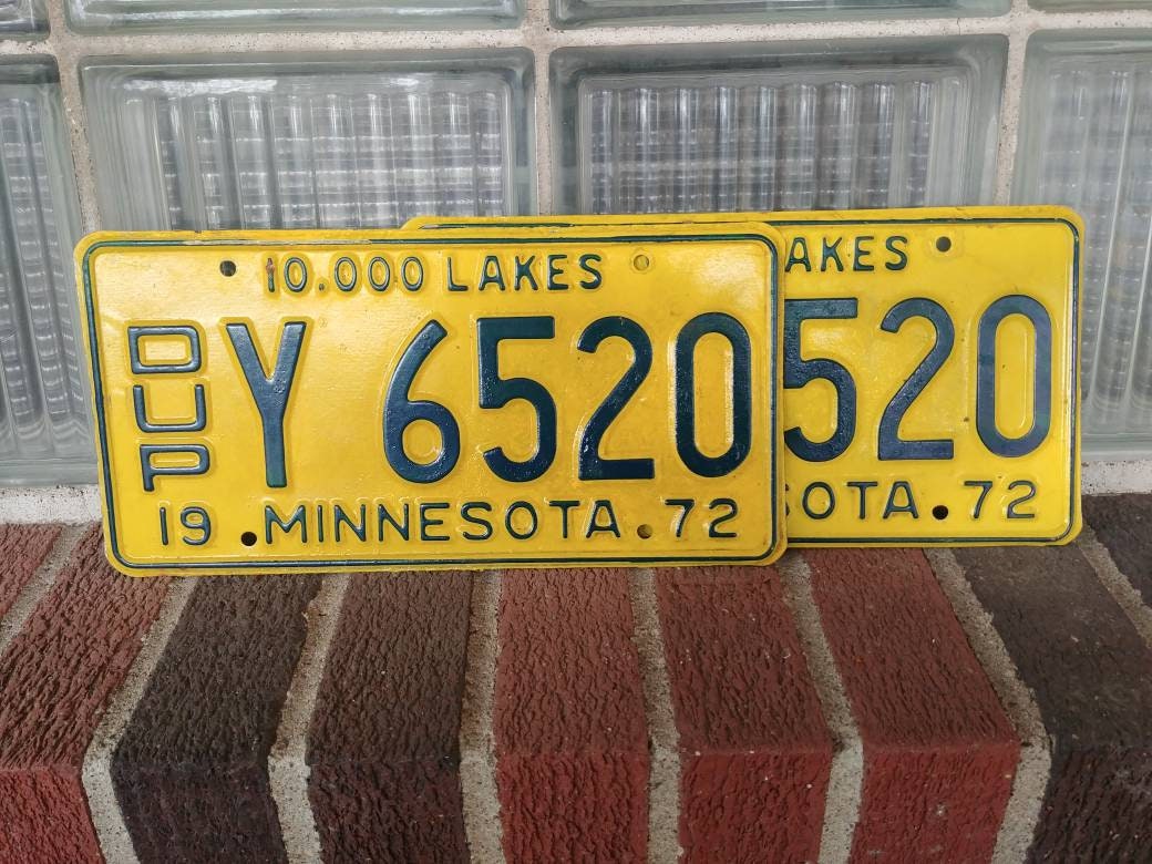 Vintage Minnesota License Plate 1972 Duplicate Yellow 10000 - Etsy