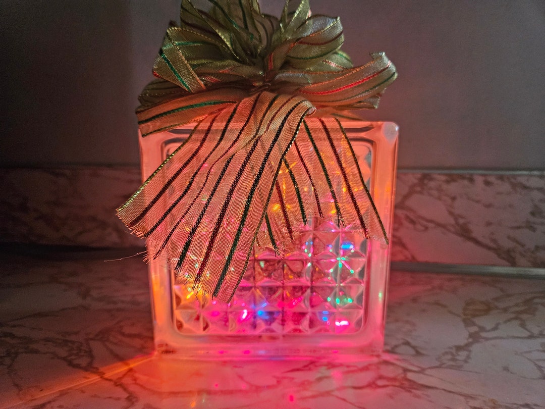 Glass Block Cube With Lights / Christmas / Holiday Decor / - Etsy