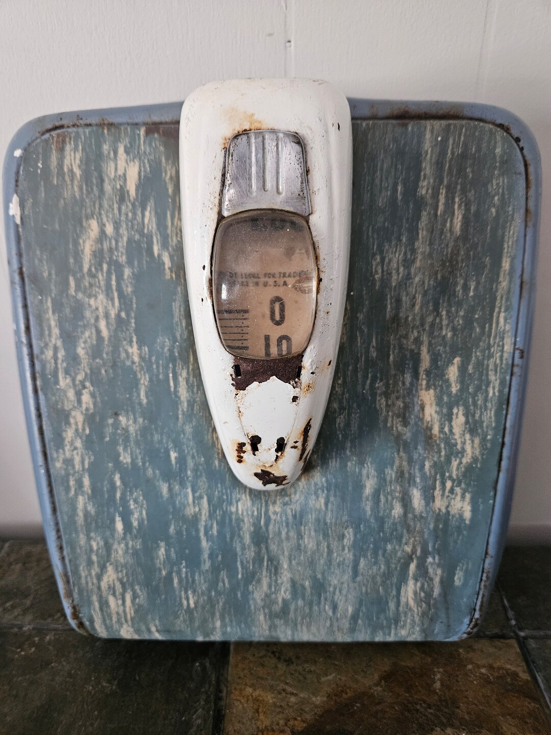 Vintage Bathroom Scale / Brearly Company Weight Scales / Blue Speckle ...