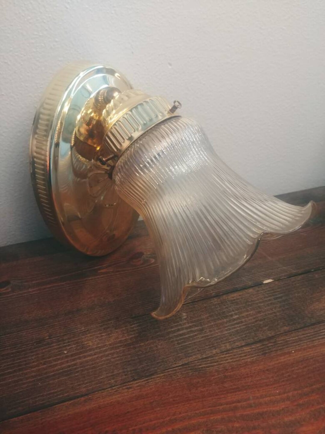 Vintage Tulip Glass Light Fixture With Brass Mount - Etsy