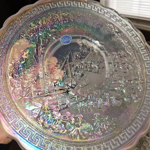 Vintage Imperial Carnival Glass Homestead Plate - Etsy