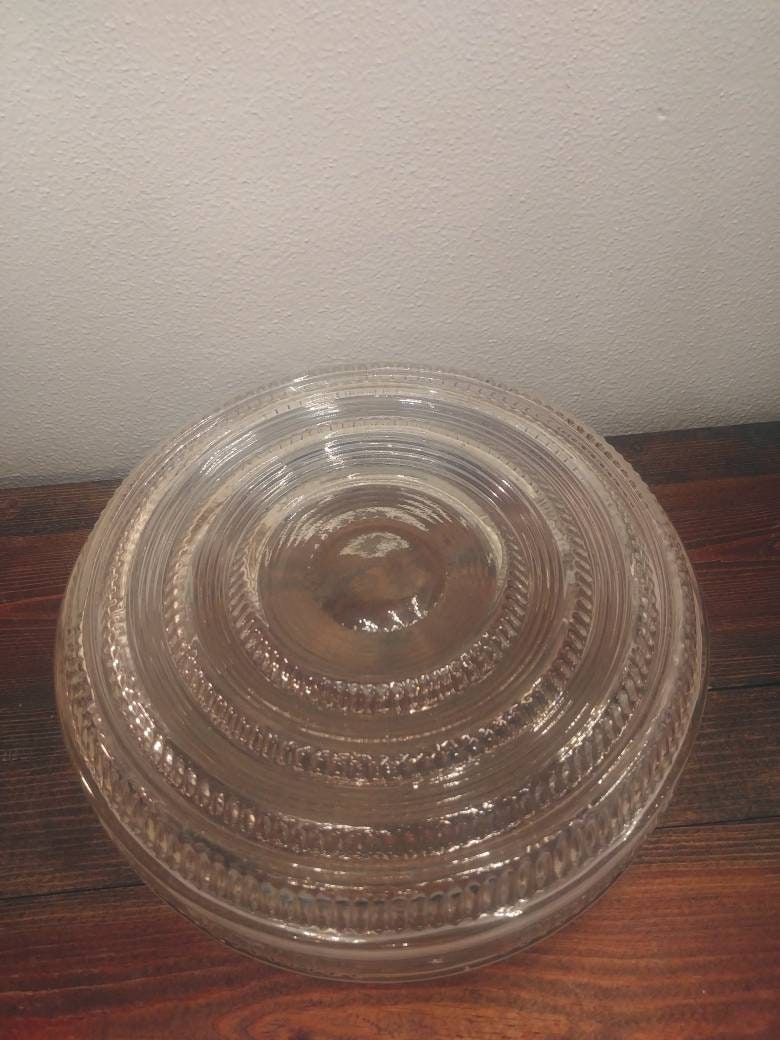 MCM Glass Light Fixture Cover Vintage Frosted Glass Bullseye Drum ...