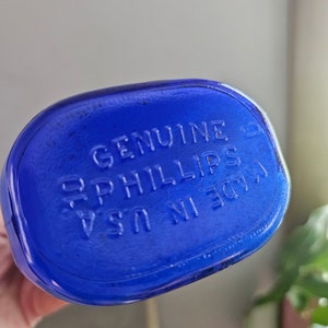 Vintage Genuine Phillips Glass Bottle Made in USA Cobalt Blue - Etsy