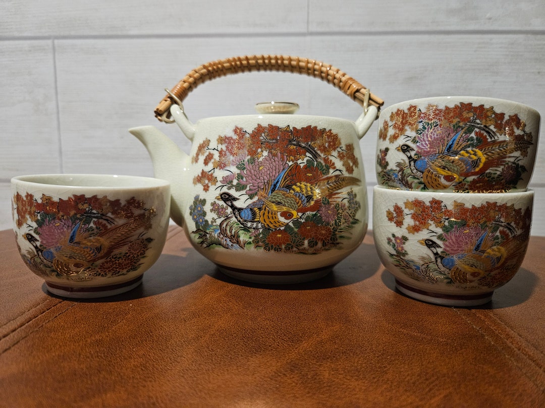 Vintage Japanese Ceramic Tea Set Peacock Teapot and Mugs - Etsy