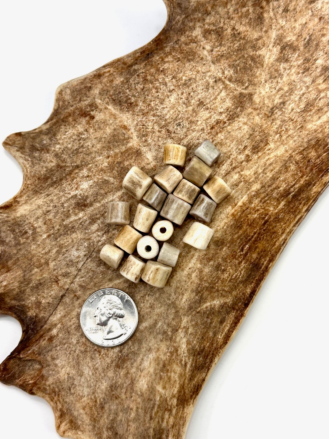 10 Deer/elk Antler Beads/ Natural Finish/ Shed Deer Antler - Etsy