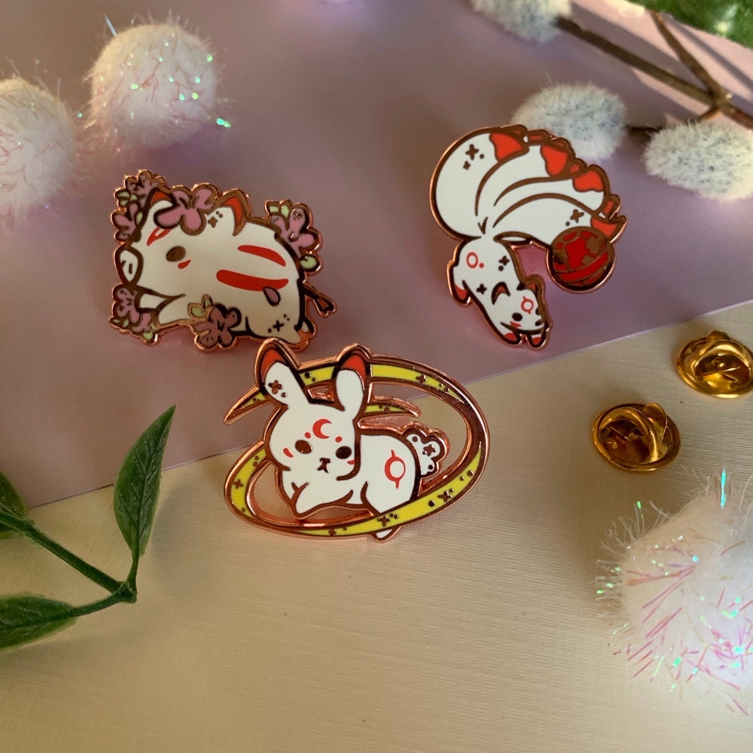 Rabbit Usagi/fox Kitsune/pig Zodiac Spirits Enamel Pin - Etsy