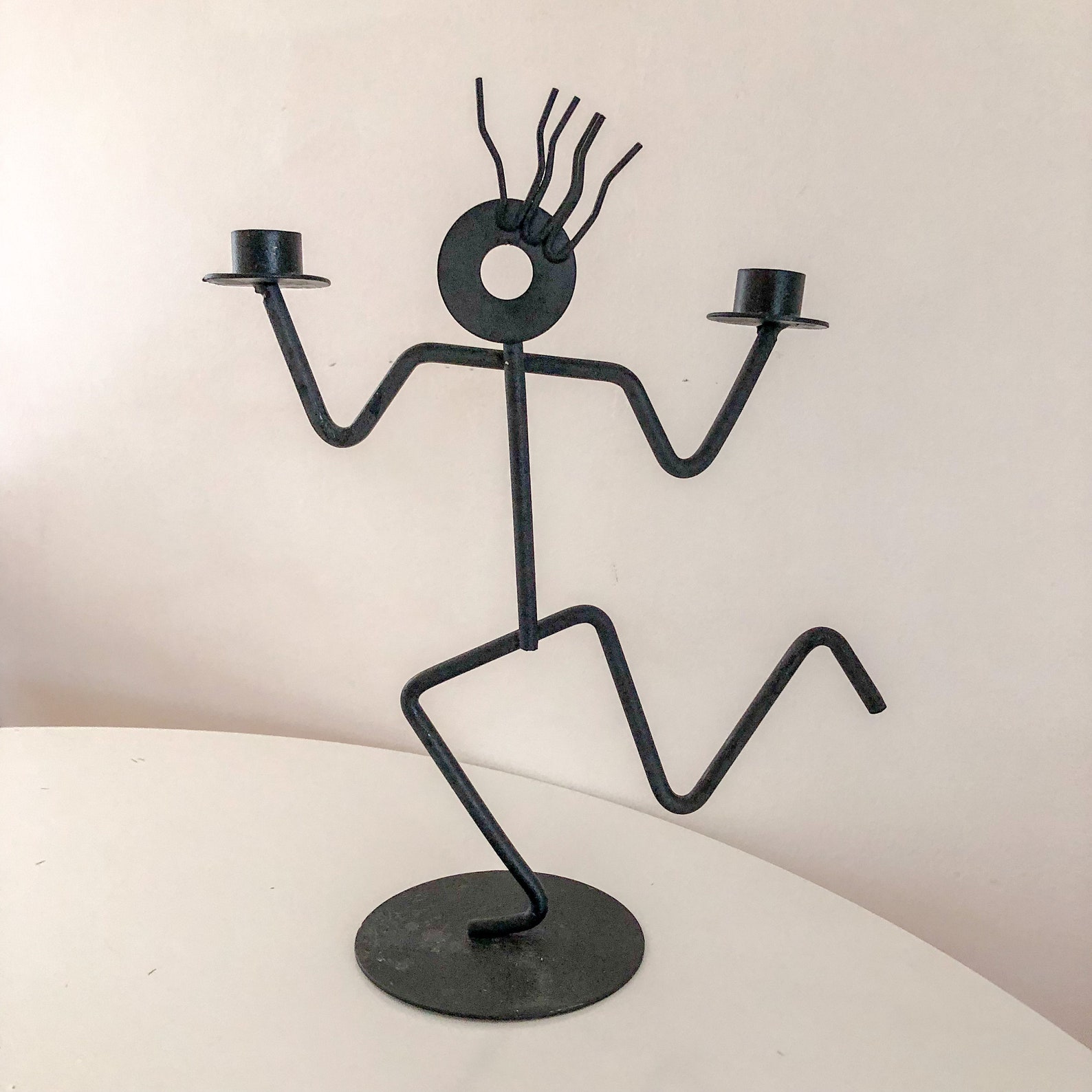 Vtg Postmodern Stick Figure Metal Candle Holder Dancing Man - Etsy UK
