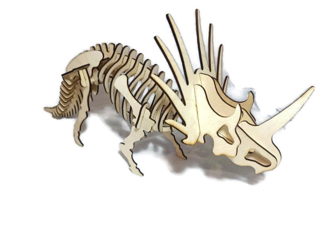 Dino Styracosaurus Dinosaur Skeleton Wooden Puzzle Playroom - Etsy