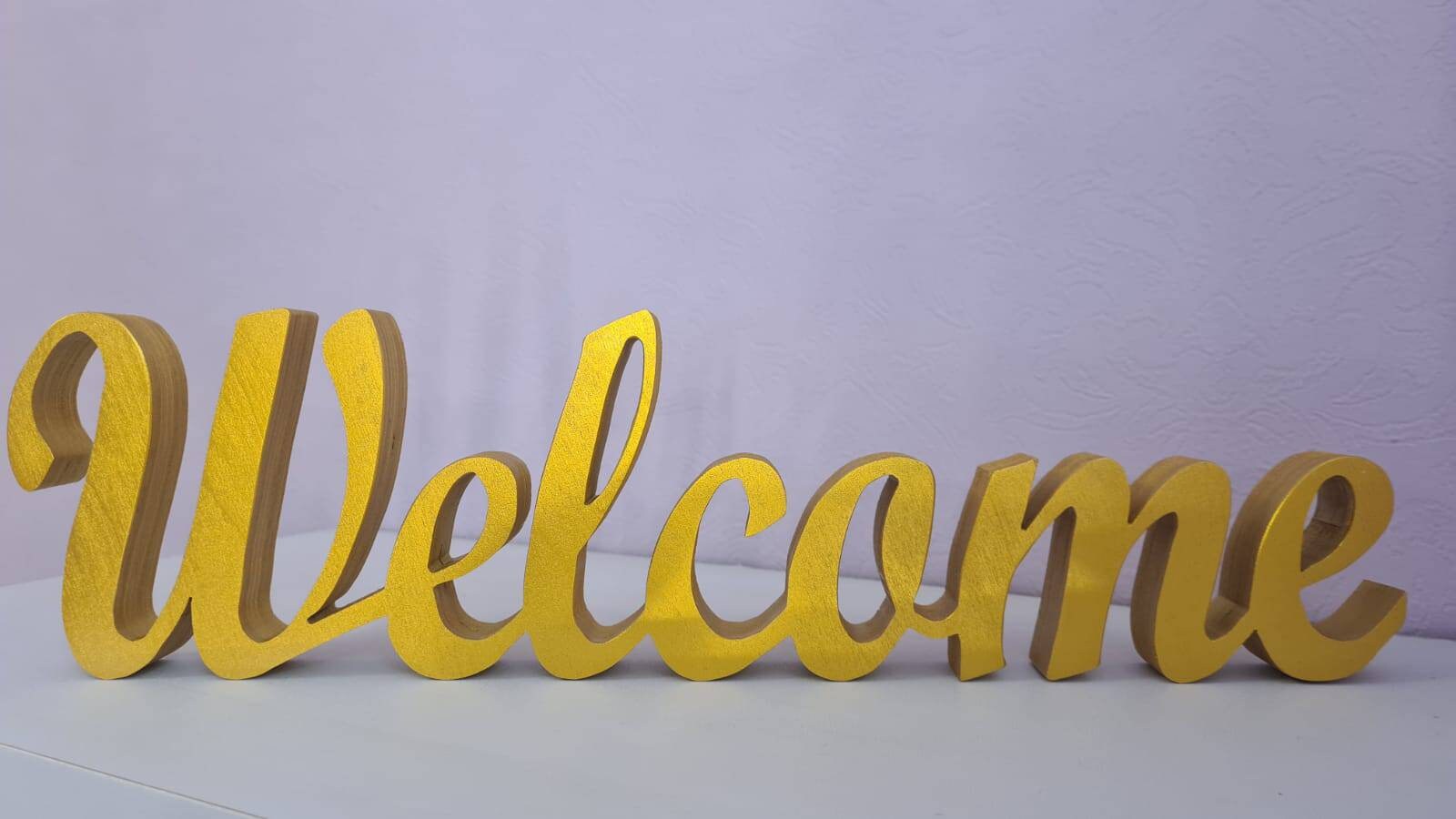 WELCOME Wooden Gift Freestanding Sign, Personalised Sign, Housewarming ...