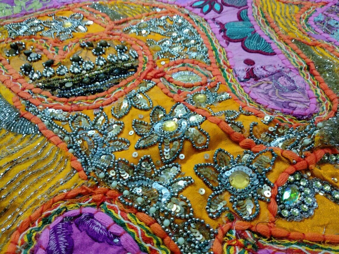 Beautiful Rajasthani Bead Home Decor Tapestry Vintage Embroidery ...