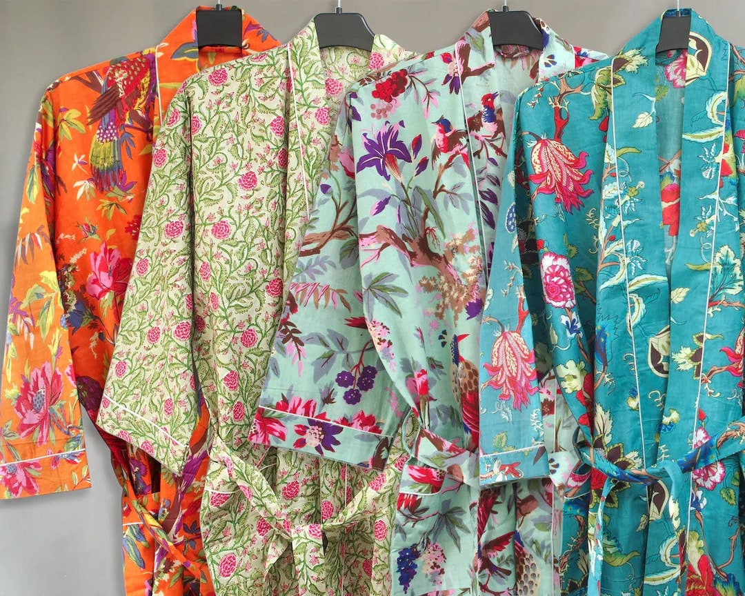 Night Wear Robes, Cotton Kimono Robes, Wrap Dress Long Bathrobe, Free ...
