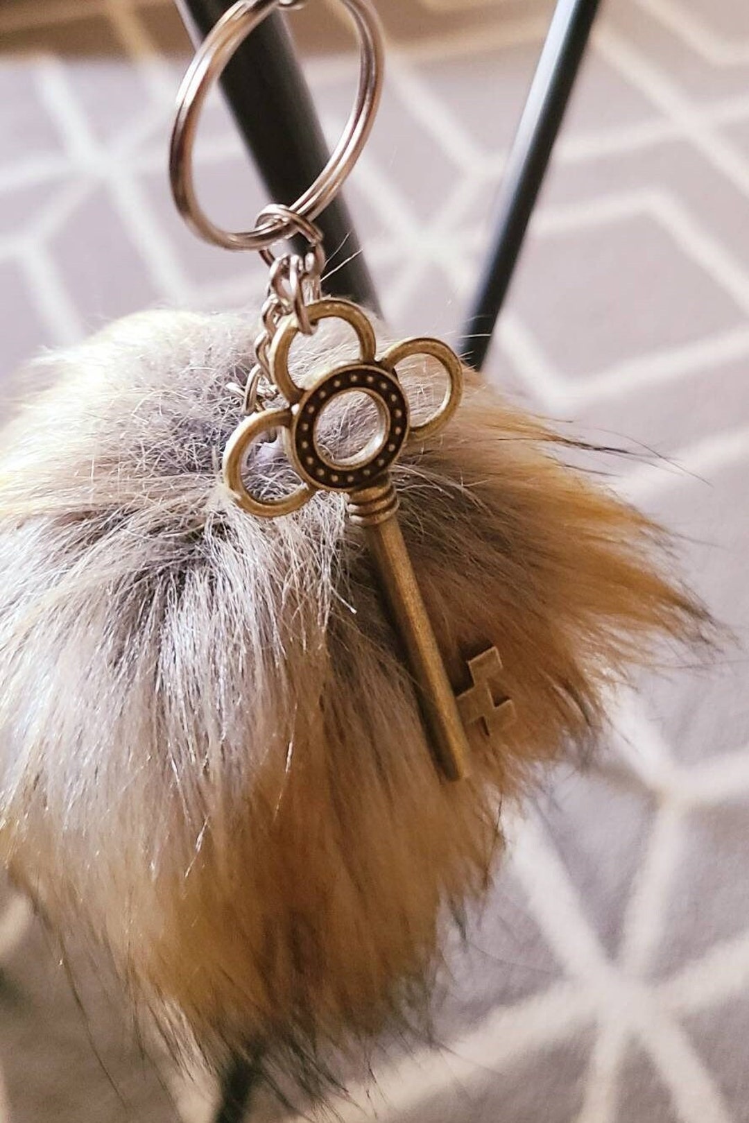 New! Faux Fur Keychain and Lock Charm - Etsy