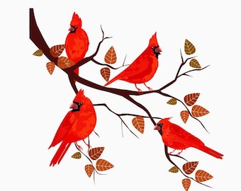 Cardinal on Branch Svg - Etsy UK