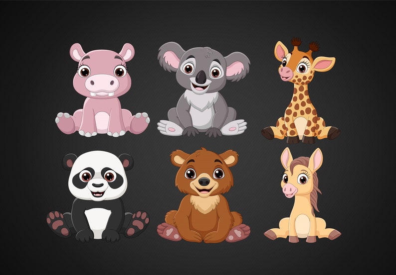 Cartoon Animals Svg Animals for Kids Svg Digital Files. | Etsy