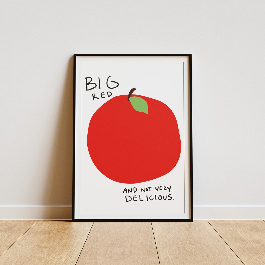 Big Red Print - Colorful Apple Poster for Kitchen Wall Decor, Fruit ...