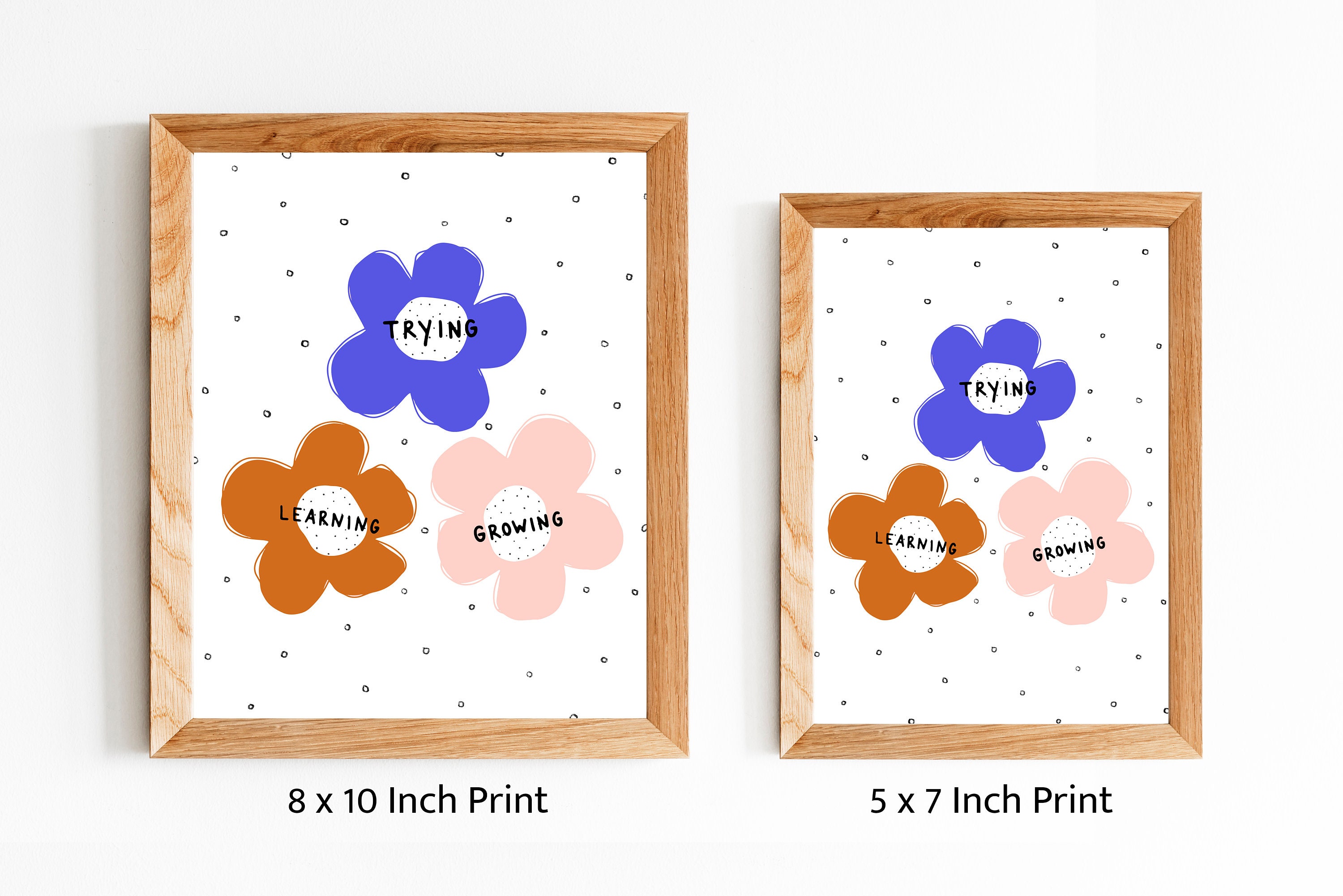 Trying Learning Growing Print, Floral Artwork, Illustration Poster ...