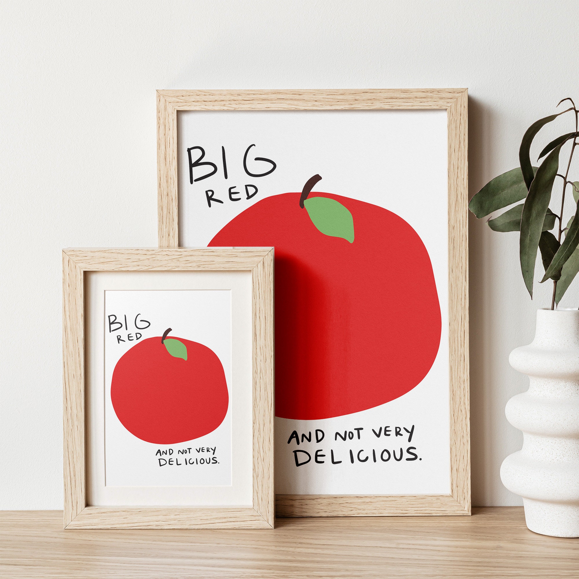 Big Red Print - Colorful Apple Poster for Kitchen Wall Decor, Fruit ...