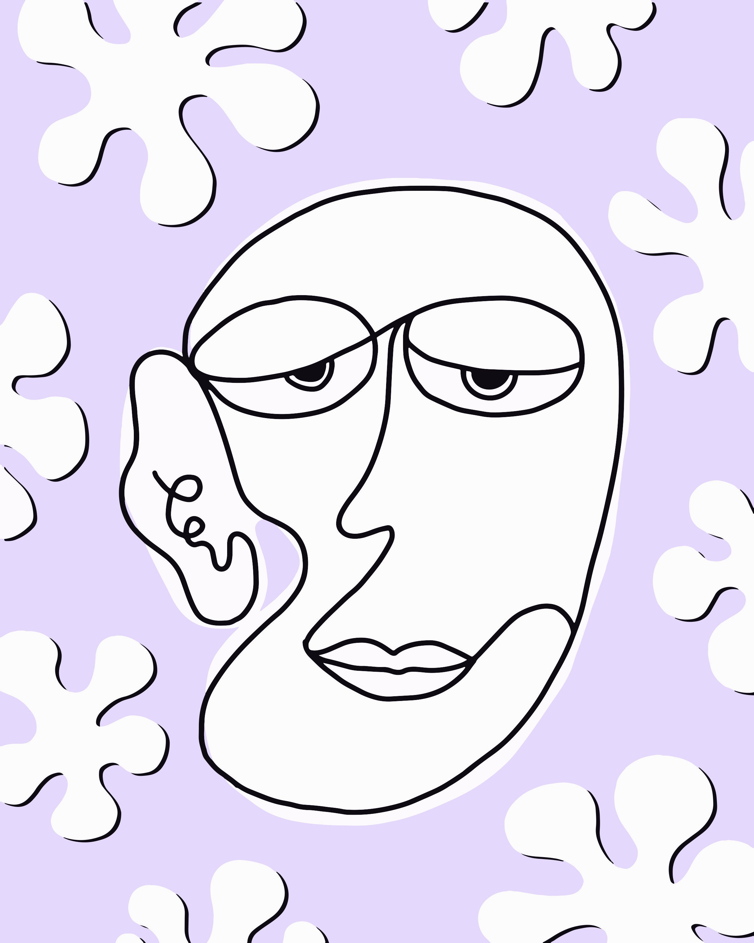 Wonky Dude Print Picasso-inspired Purple Illustration Art Poster for ...