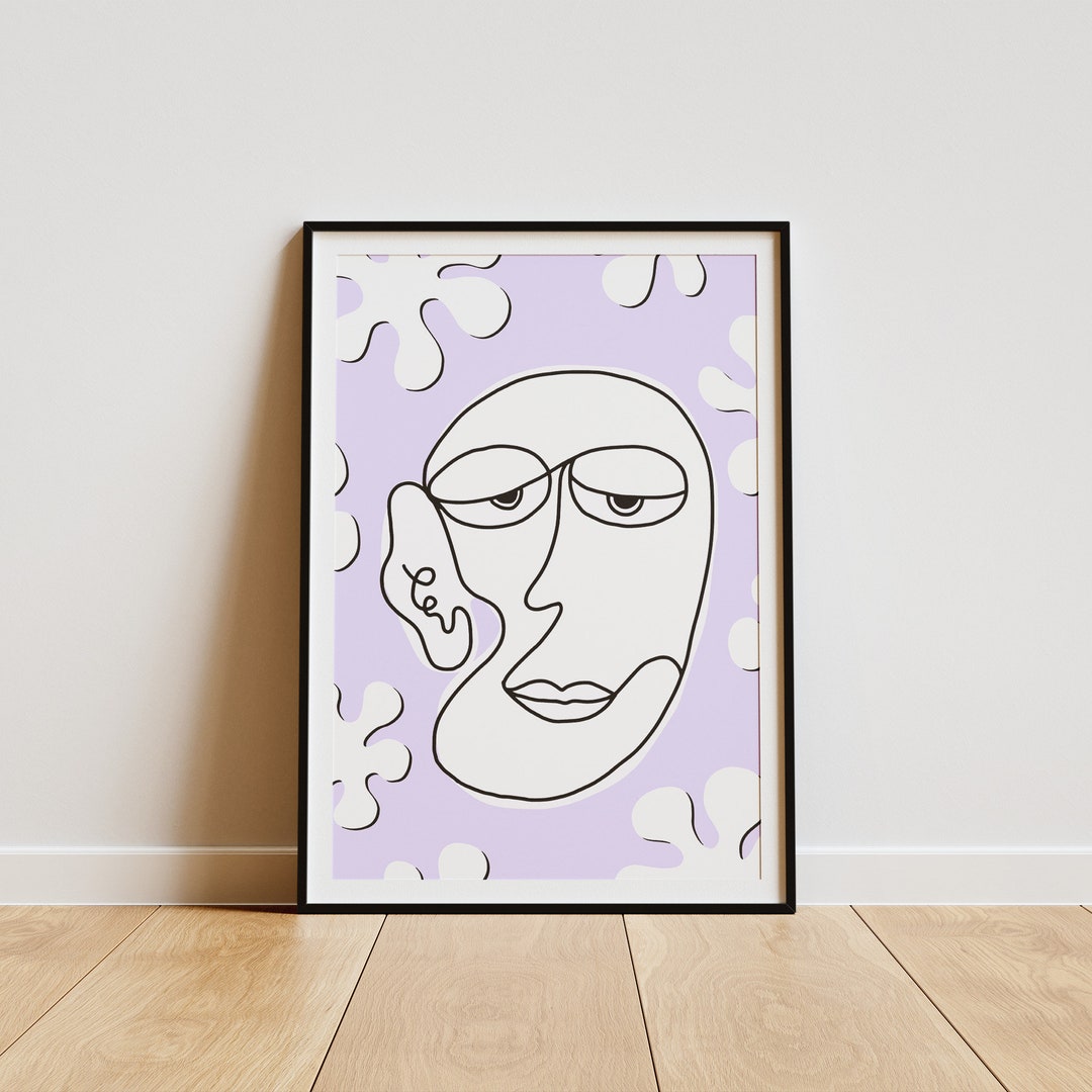 Wonky Dude Print - Picasso-inspired Purple Illustration Art Poster for ...