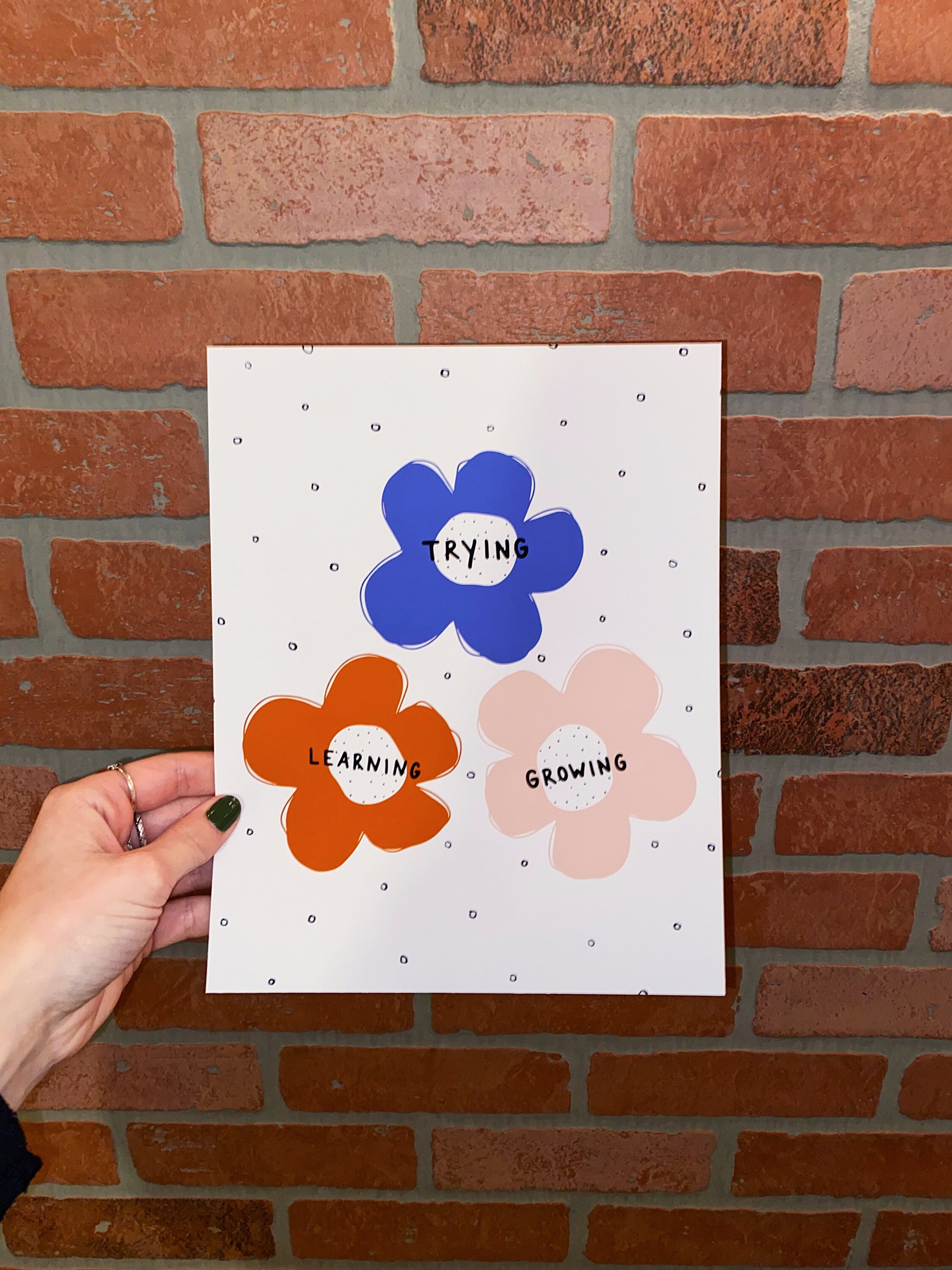 Trying Learning Growing Print, Floral Artwork, Illustration Poster ...
