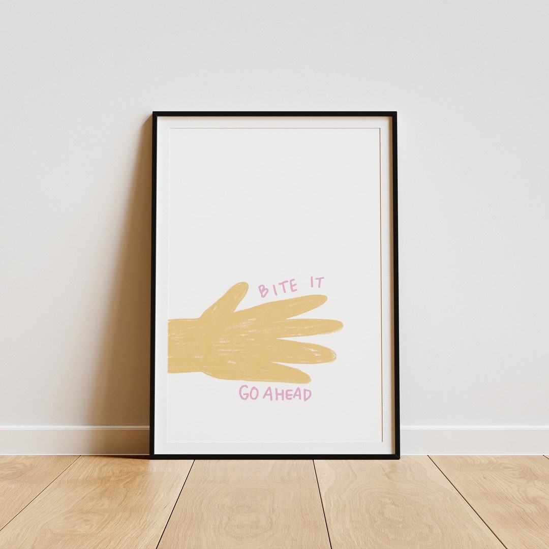 Bite Me Print - Sarcastic & Funny Wall Art for Living Room, Hand Drawn ...