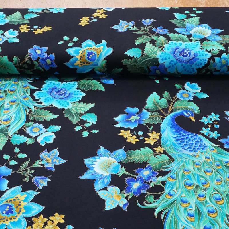 Peacock Print Fabric - Etsy