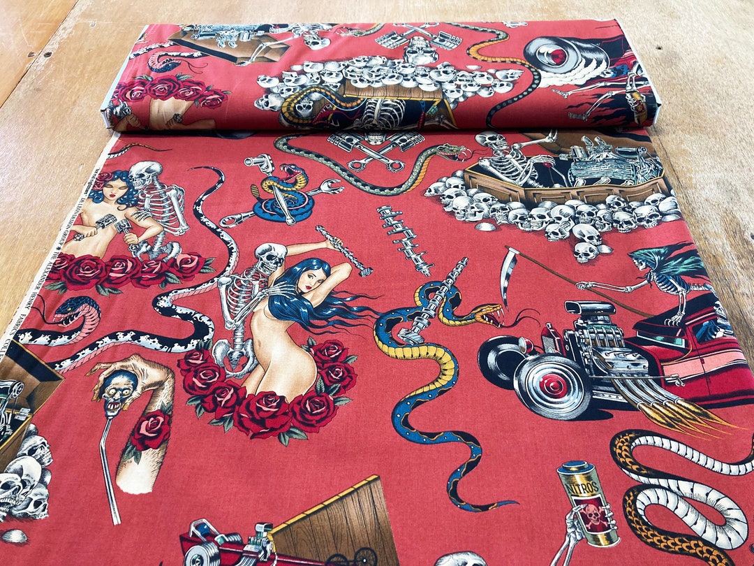 Alexander Henry - Hot Rod Nightmare in Red - 8948D - Etsy