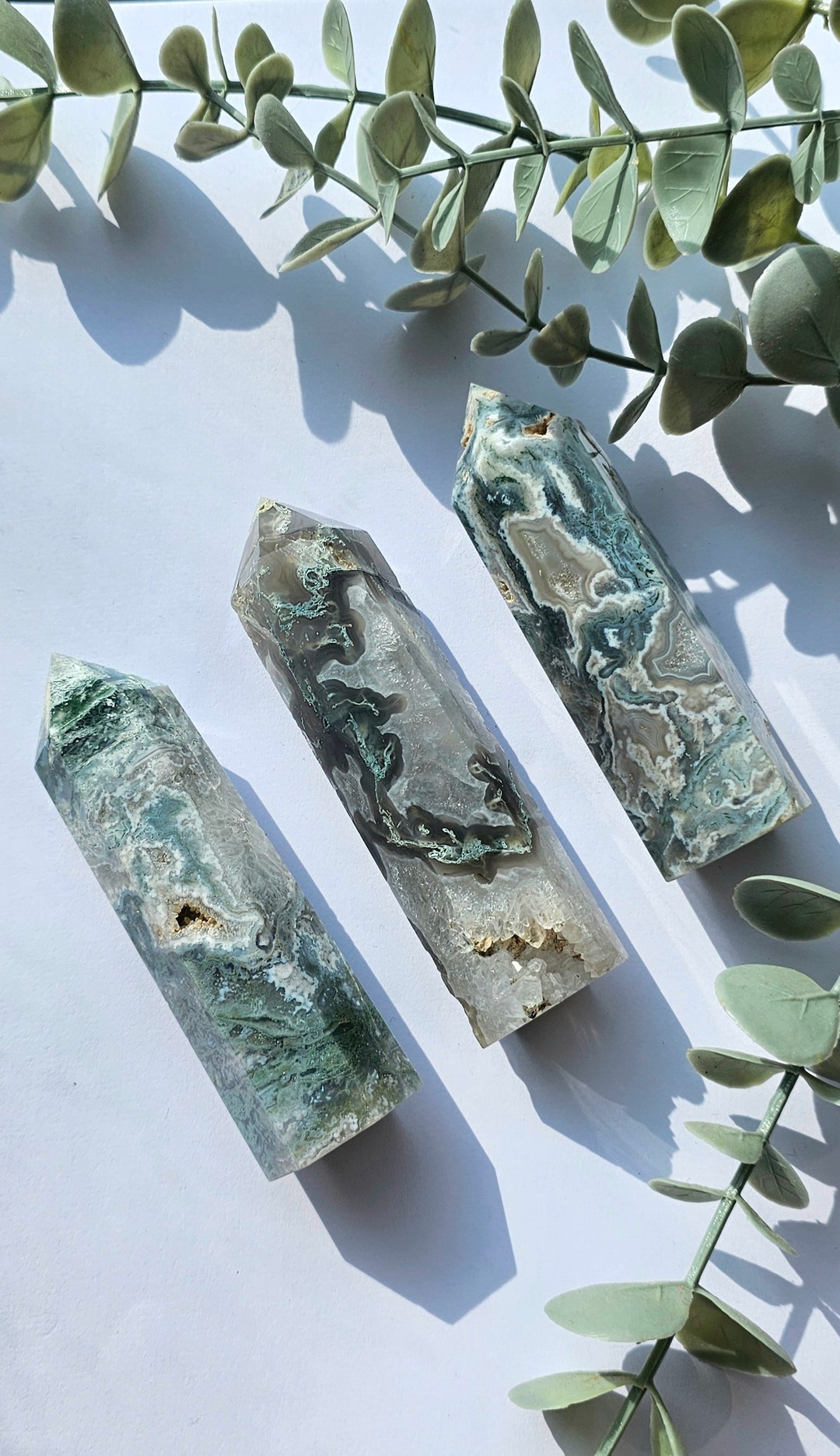 Moss Agate Towers Moss Agate Crystal Point Magic Wand - Etsy