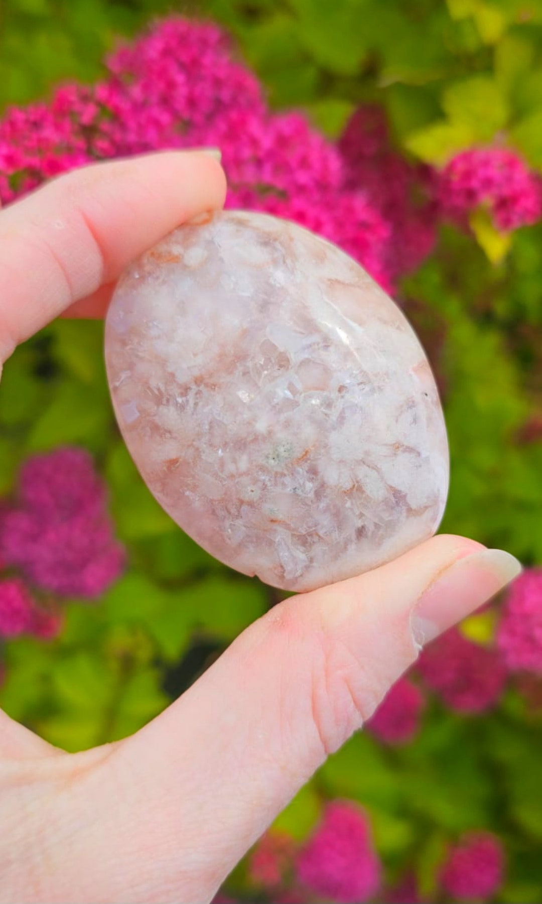 Pink Flower Agate Palm Stone ,crystal Healing Cherry Blossom , Pink ...