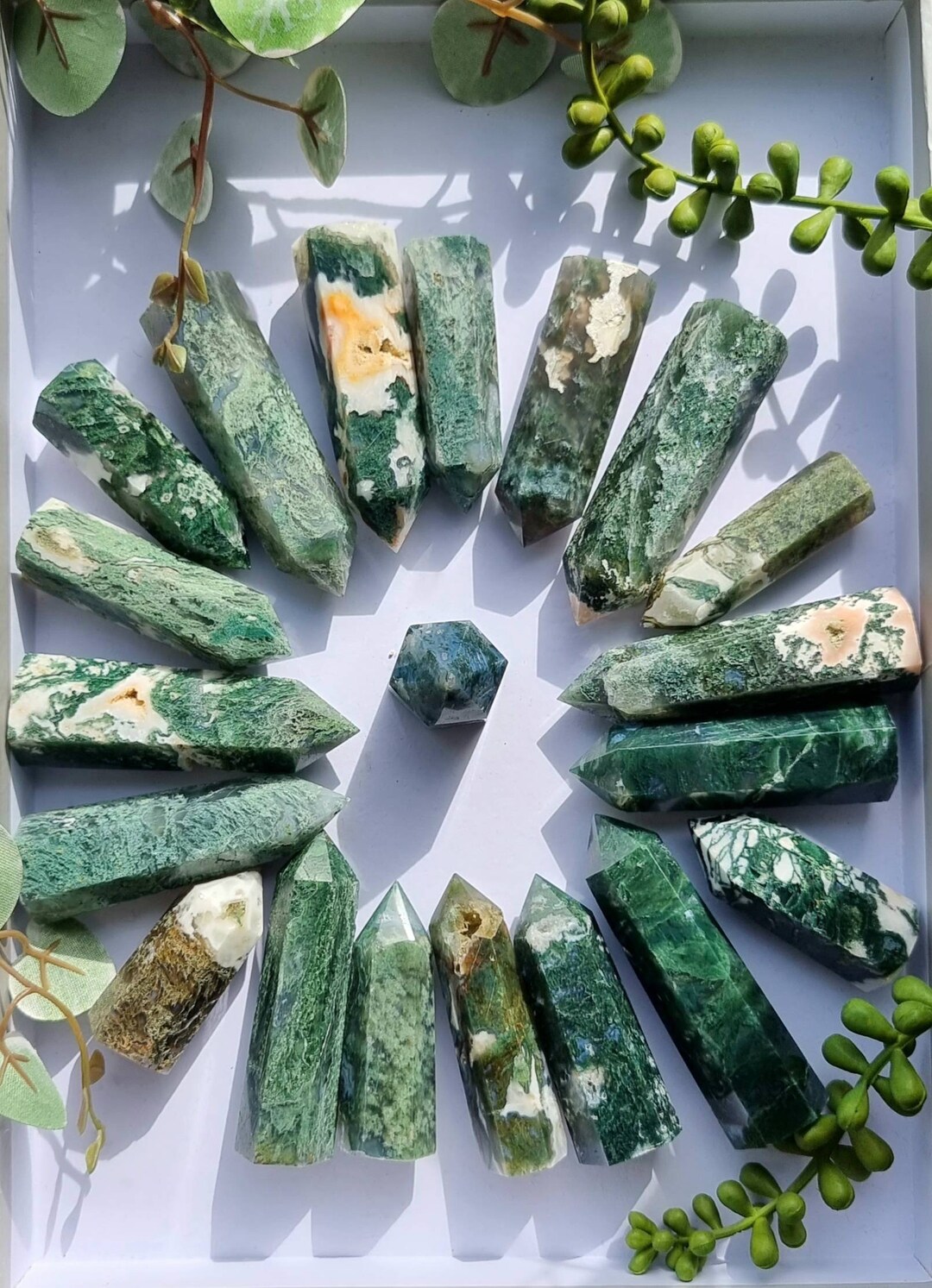 Moss Agate Towers Moss Agate Crystal Point Magic Wand - Etsy