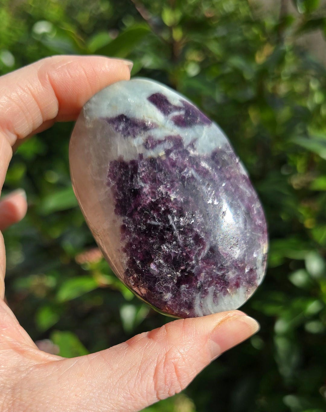 Large Purple Lepidolite Crystal Palm Stone, Lepidolite Worry Stone ...