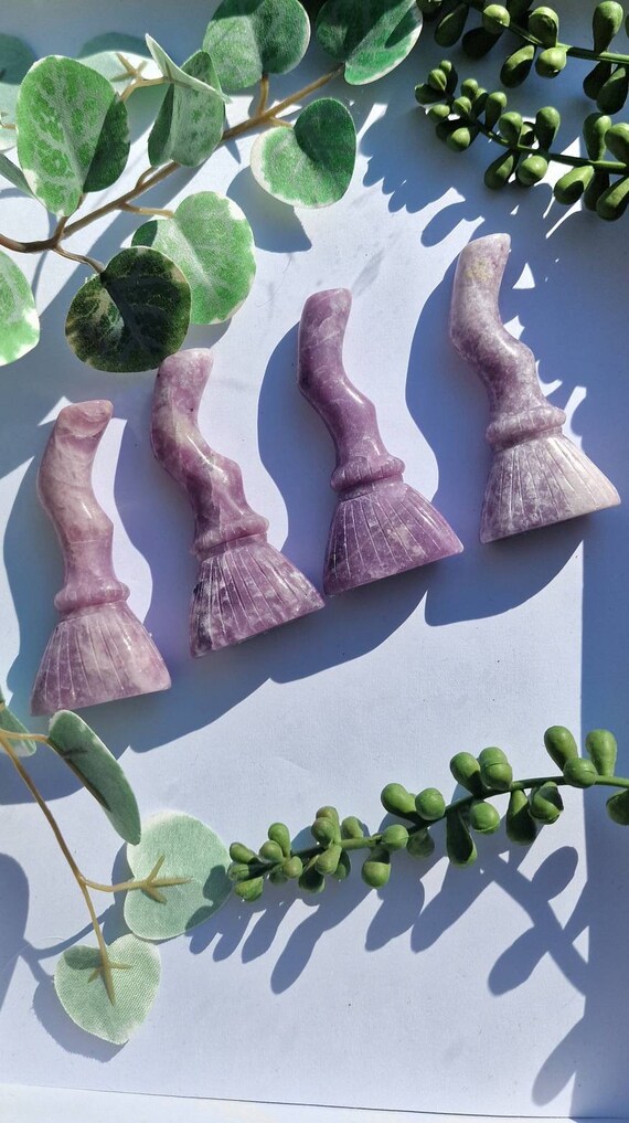 Lepidolite Crystal Witches Broom Carving Crystal Broom - Etsy