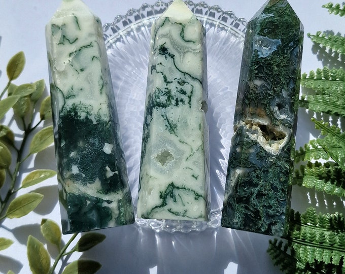 Moss Agate Towers Moss Agate Crystal Point Magic Wand - Etsy