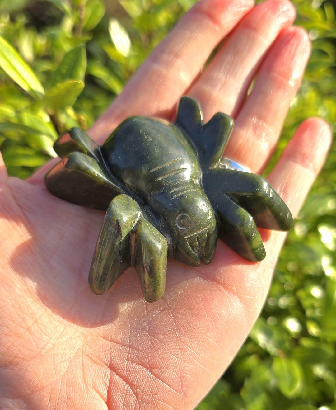 Green Jade Spider, Good Luck Wealth Statue, Protection Money Charm ...