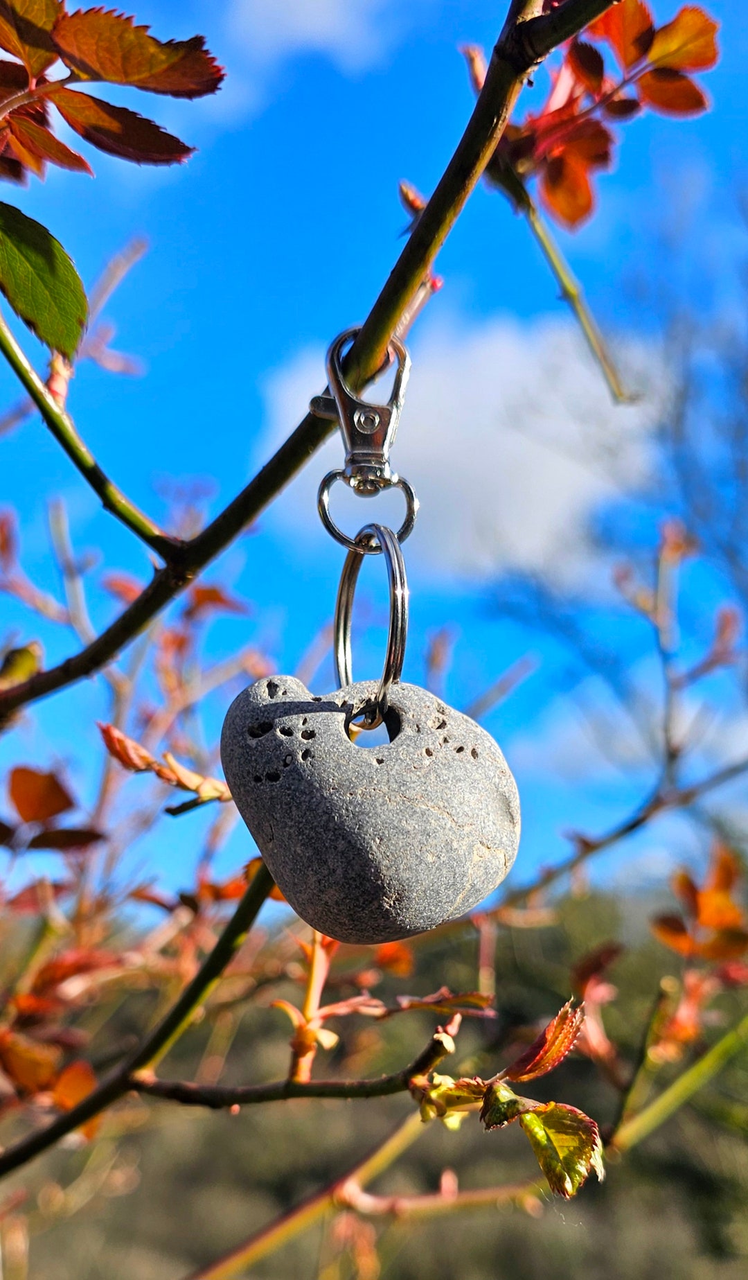 Hag Stone Key Chain, Witches Holey Stone Keyring, Natural Welsh Fairy ...