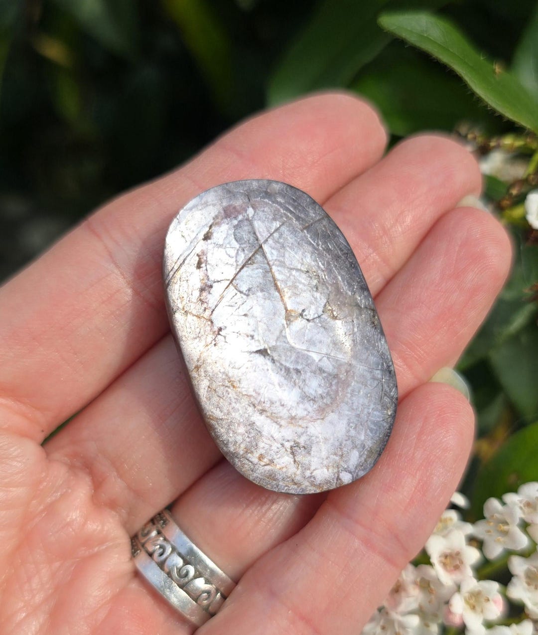 Purple Mica Lepidolite Crystal Palm Stone, Lepidolite Flash Worry Stone ...