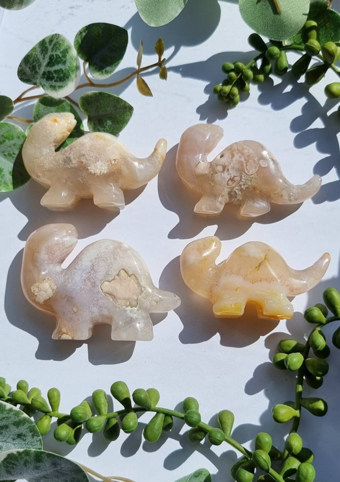 Flower Agate Cherry Blossom Dinosaur Crystal Carving, Sakura Agate ...