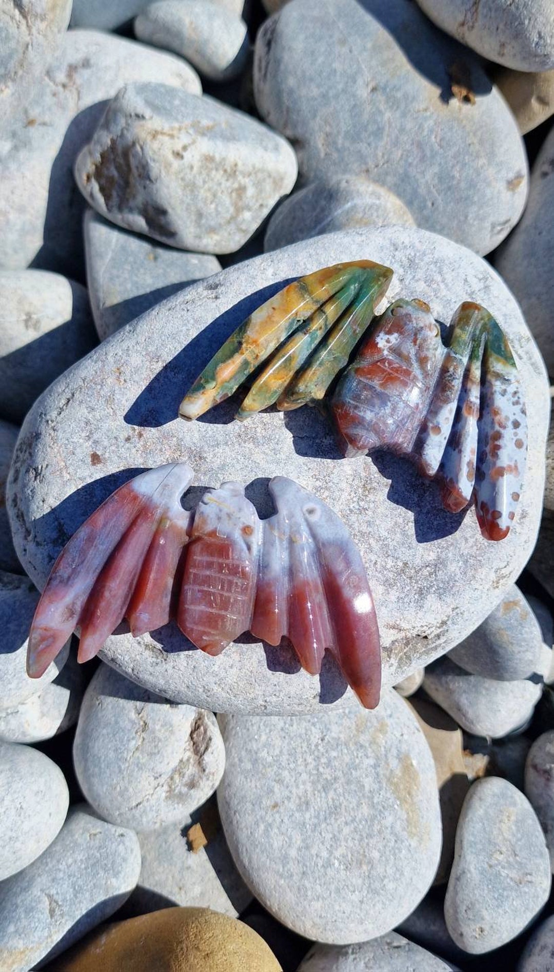 Ocean Jasper Bat Carving, Crystal Bat Carvings, Mini Animal Crystals ...