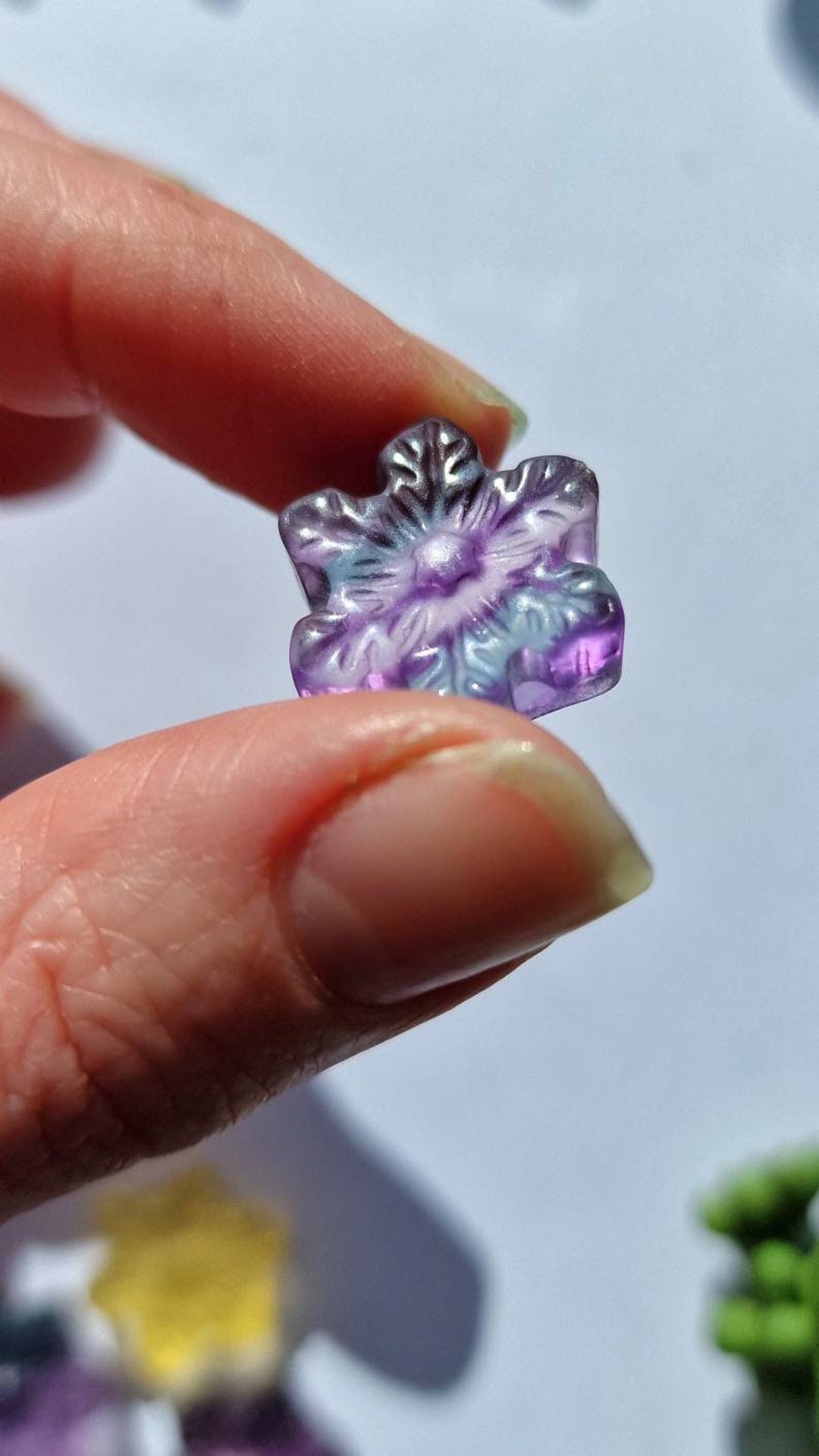 Mini Fluorite Snowflake Crystal Carving, Crystal Snowflake Carvings ...