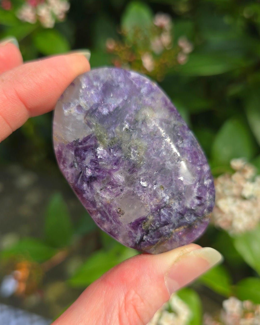 Purple Lepidolite Crystal Palm Stone, Lepidolite Worry Stone, Pagan ...
