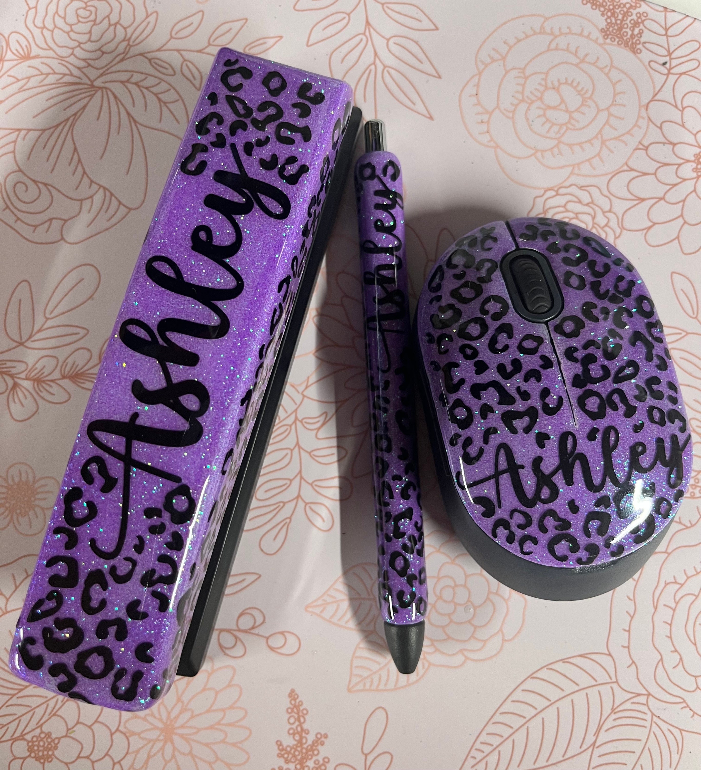 Custom Glitter Epoxy Gel Pen Stapler and Wireless Mouse Set - Etsy
