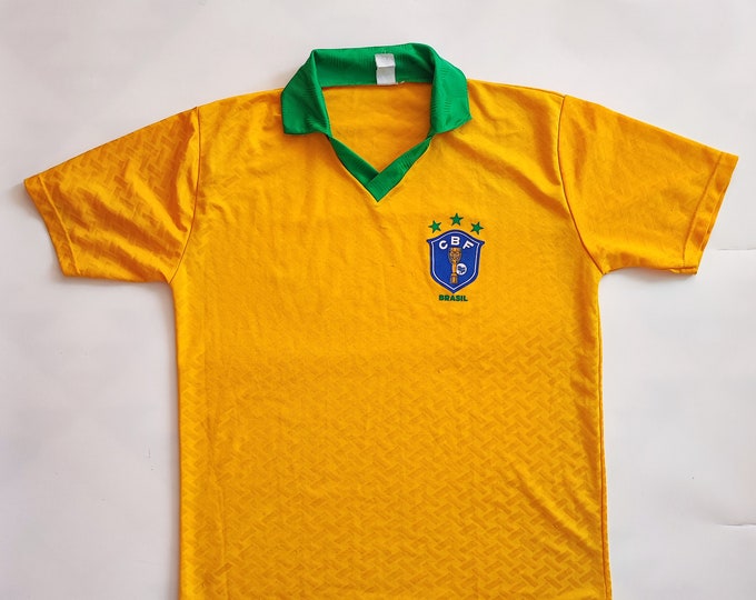Vintage Football Jersey Yellow Brasil 90s Home Kit/ Vintage T-shirt ...