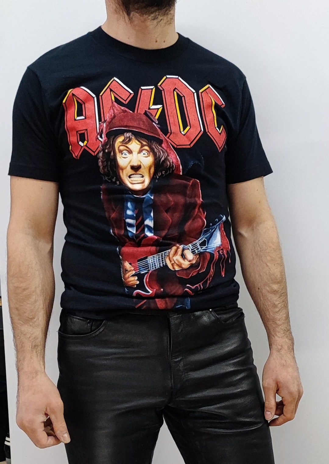 Vintage AC/DC Black Graphic T-shirt Size M - 1993 Original Rock T-shirt ...