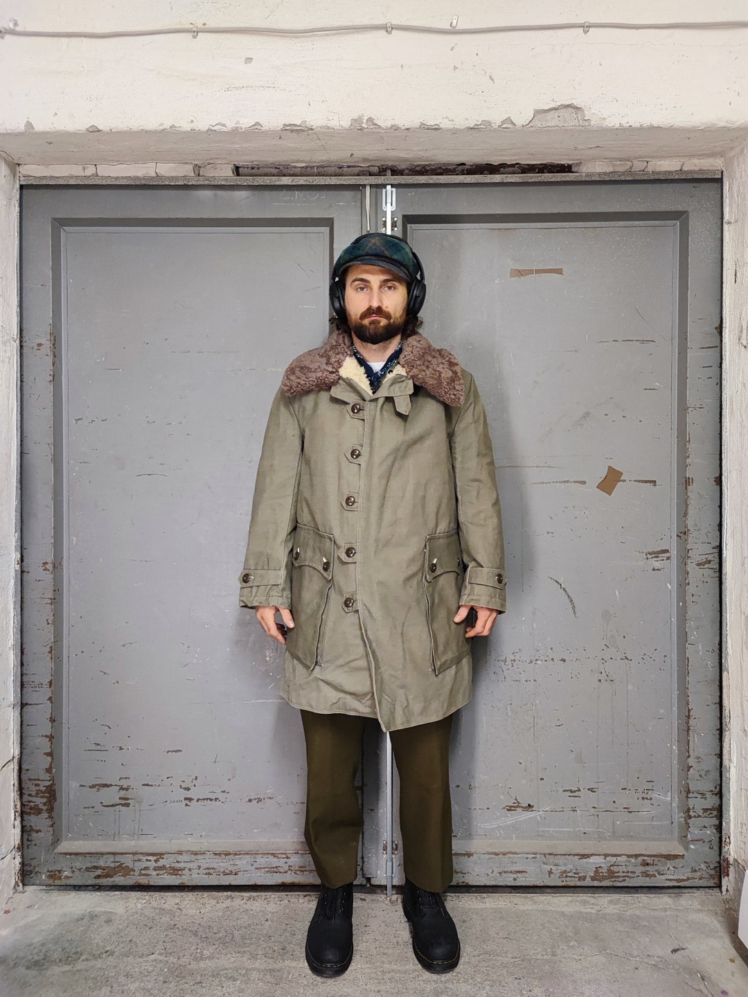 Vintage Swedish Army Sheepskin Coat Double Breasted Green - Etsy