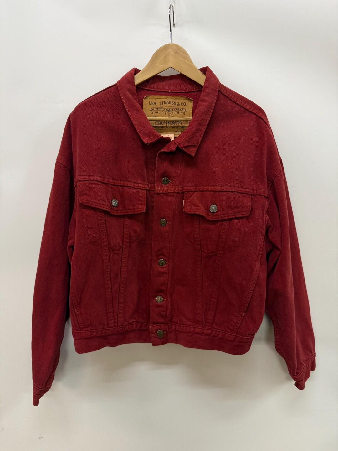 Vintage Levi's Red Denim Jacket - Rare Levi's Red Denim Jacket Size M ...